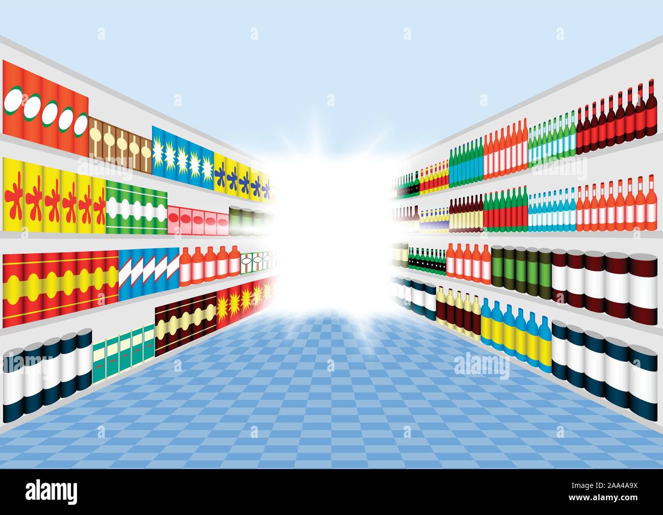 Shopping aisle shelves Stock Vector Images - Alamy