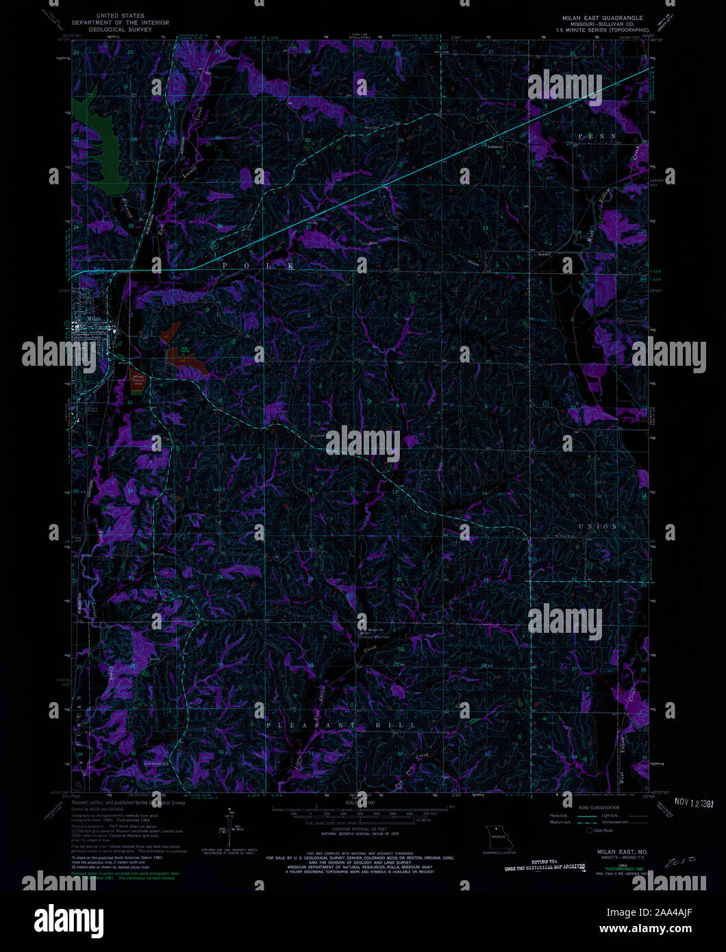 Map of milan missouri hi-res stock photography and images - Alamy