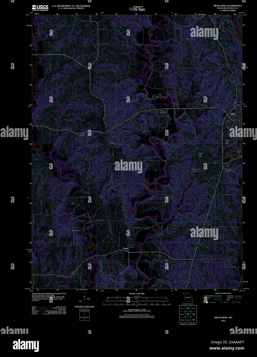 Map of milan missouri hi-res stock photography and images - Alamy