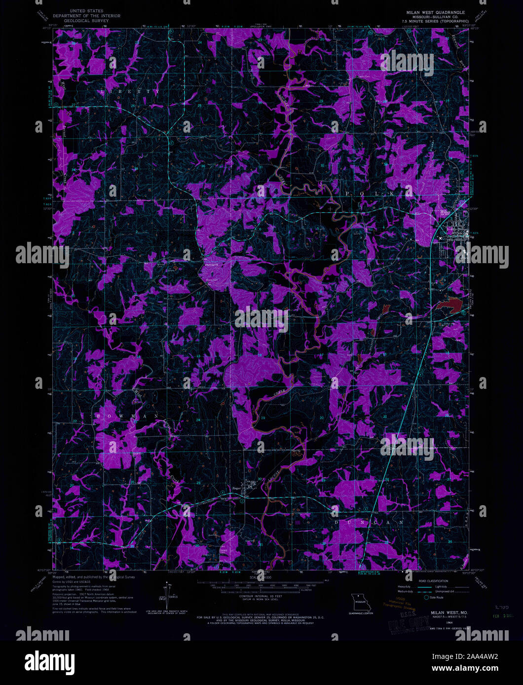 Map of milan missouri hi-res stock photography and images - Alamy