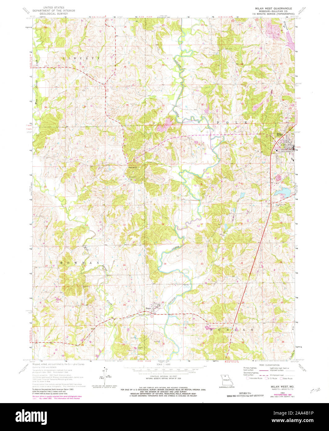 Milan missouri map hi-res stock photography and images - Alamy