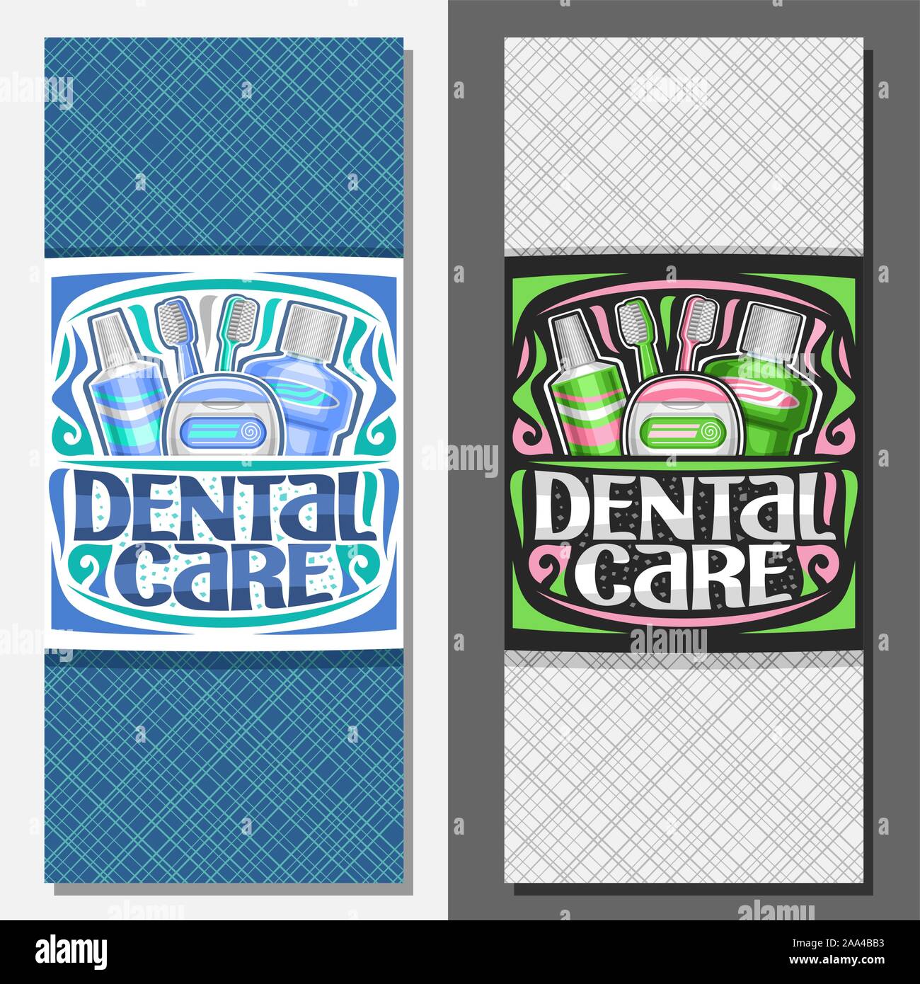 Vector layouts for Dental Care, vertical signboard with illustration of ...