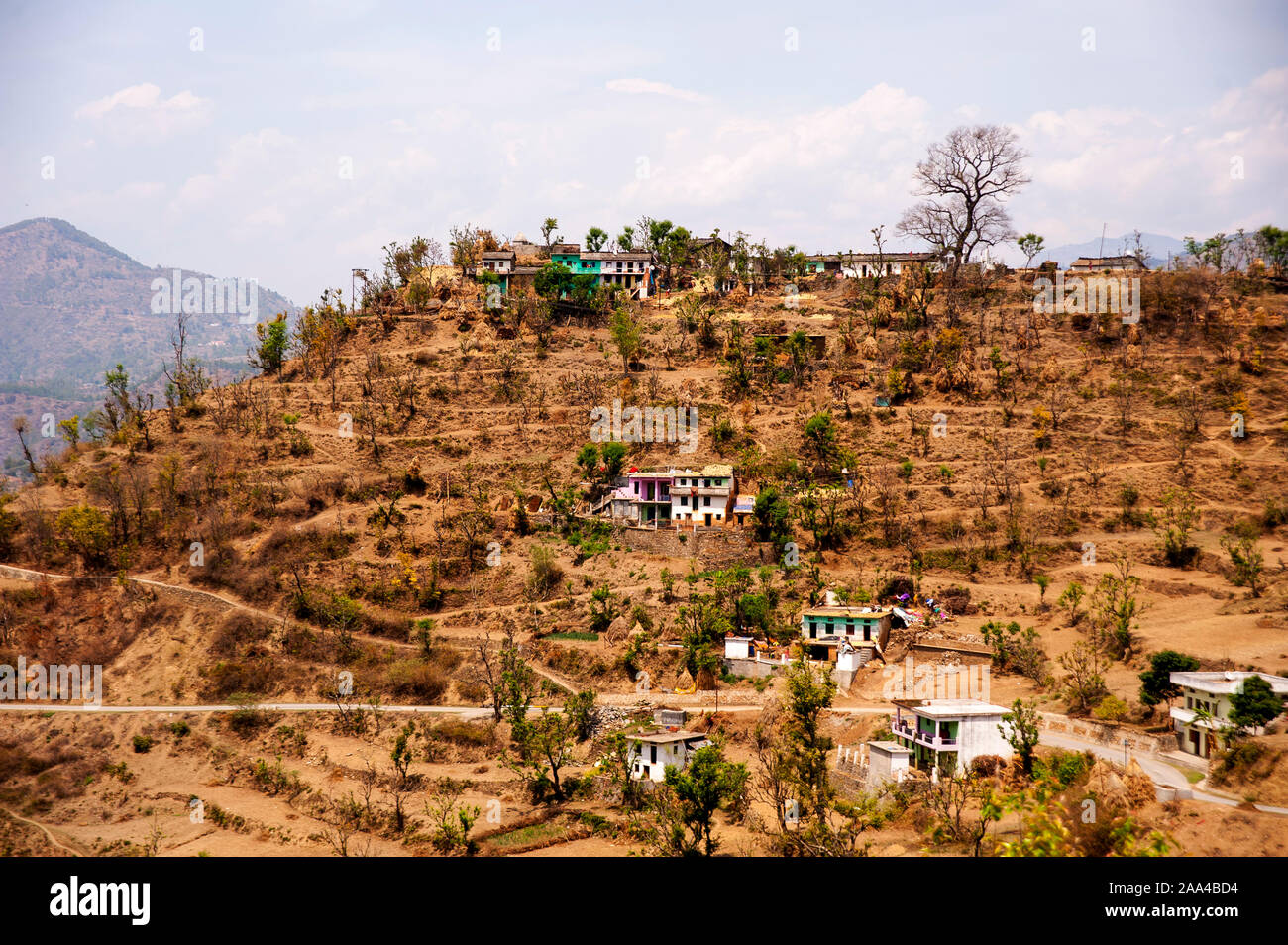 Terraced fields at a remote village on the Kumaon Hills near Champawatt ...