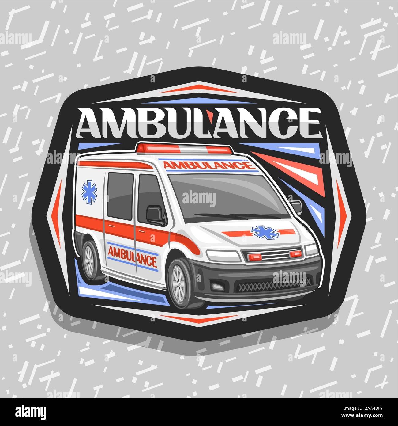 Vector logo for Ambulance, black decorative badge with white van for ...