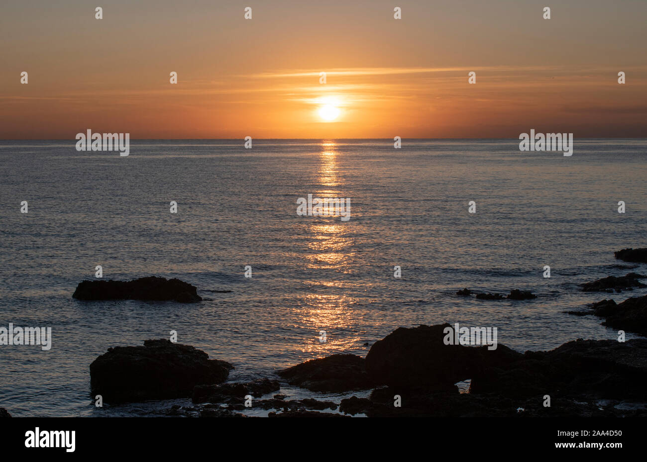 Cala Bona Majorca a beautiful sunrise over the Mediterranean with the ...