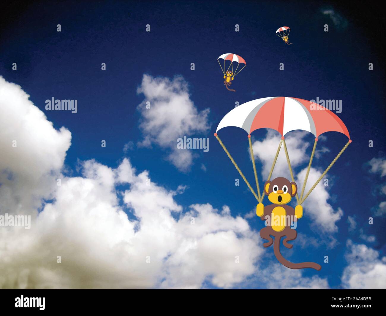 Monkeys with parachutes in the sky Stock Vector Image & Art - Alamy