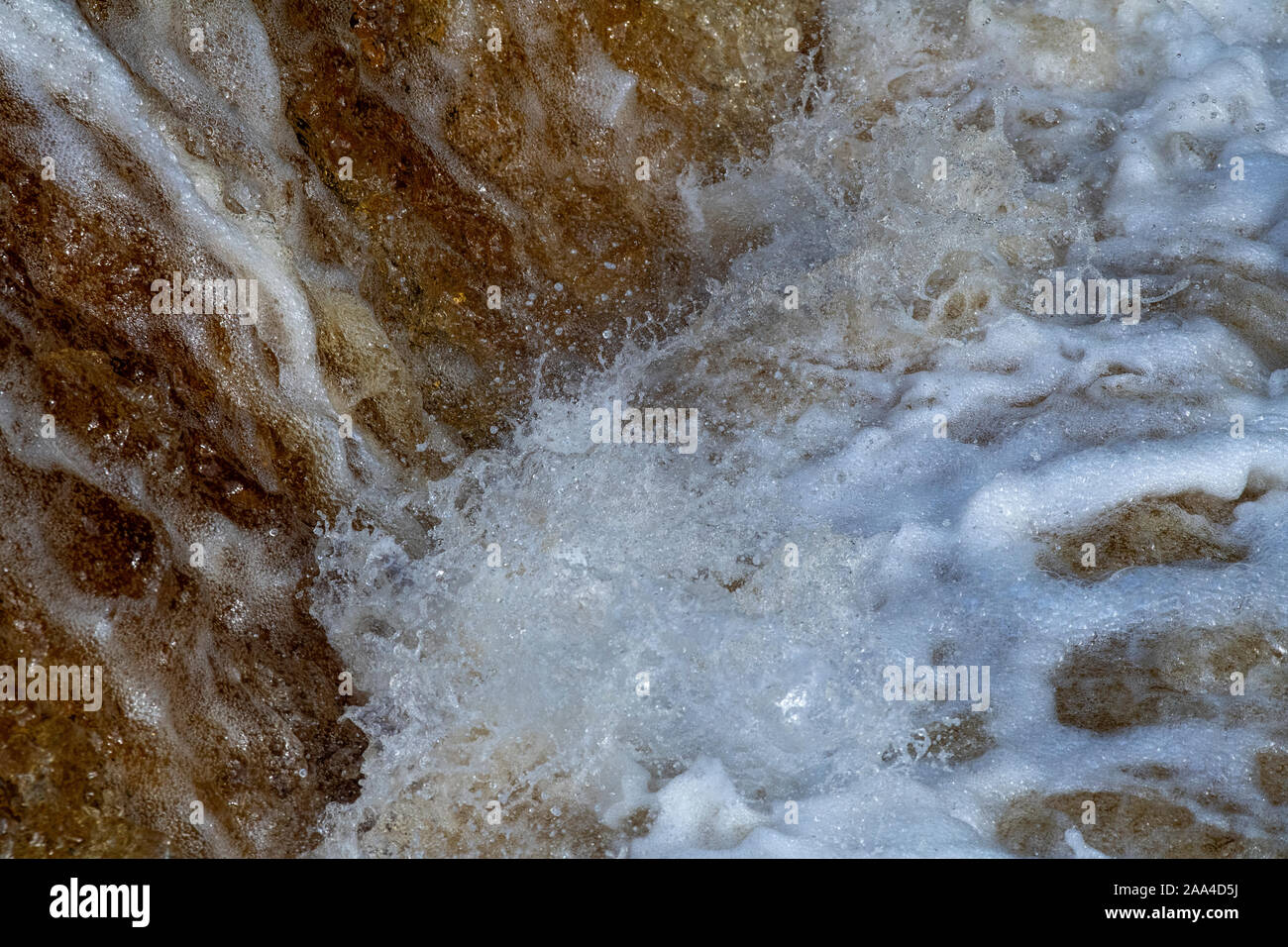 River Ribble at Stainforth Force in flood, close up of the water. North ...
