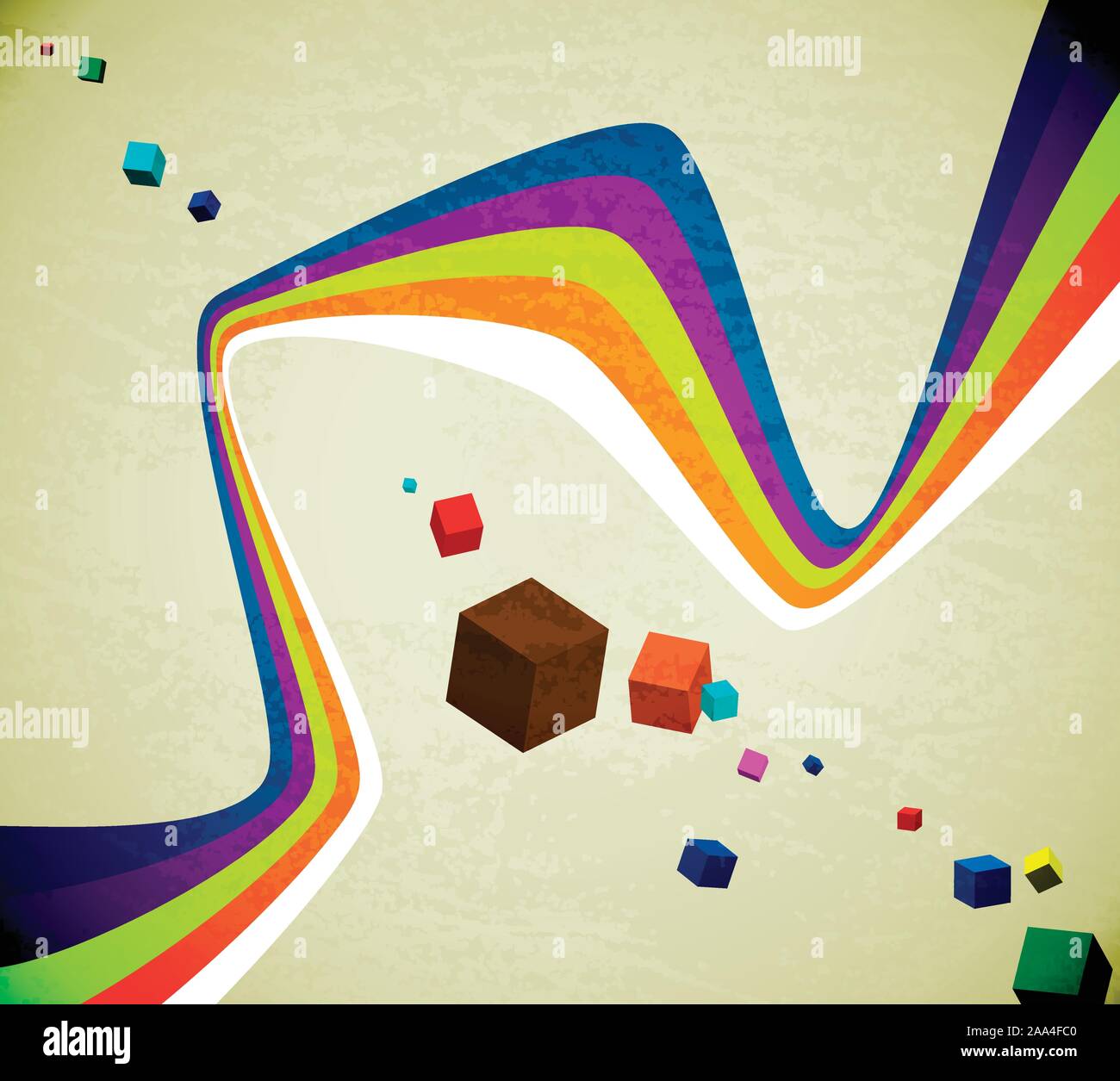 Flying cubes and ribbons Stock Vector Image & Art - Alamy