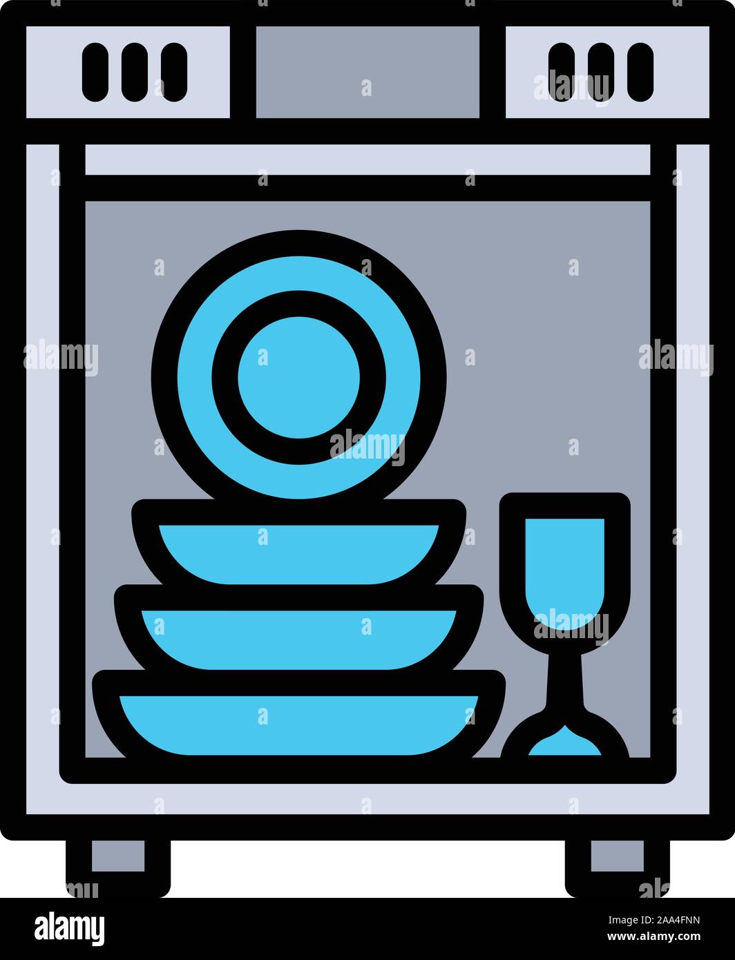 Full dishwasher icon. Outline full dishwasher vector icon for web ...