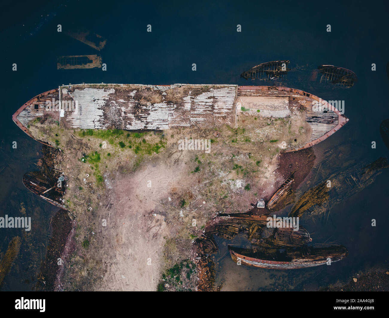 Cemetery of old ships in Teriberka Murmansk Russia, dramatic photo ...