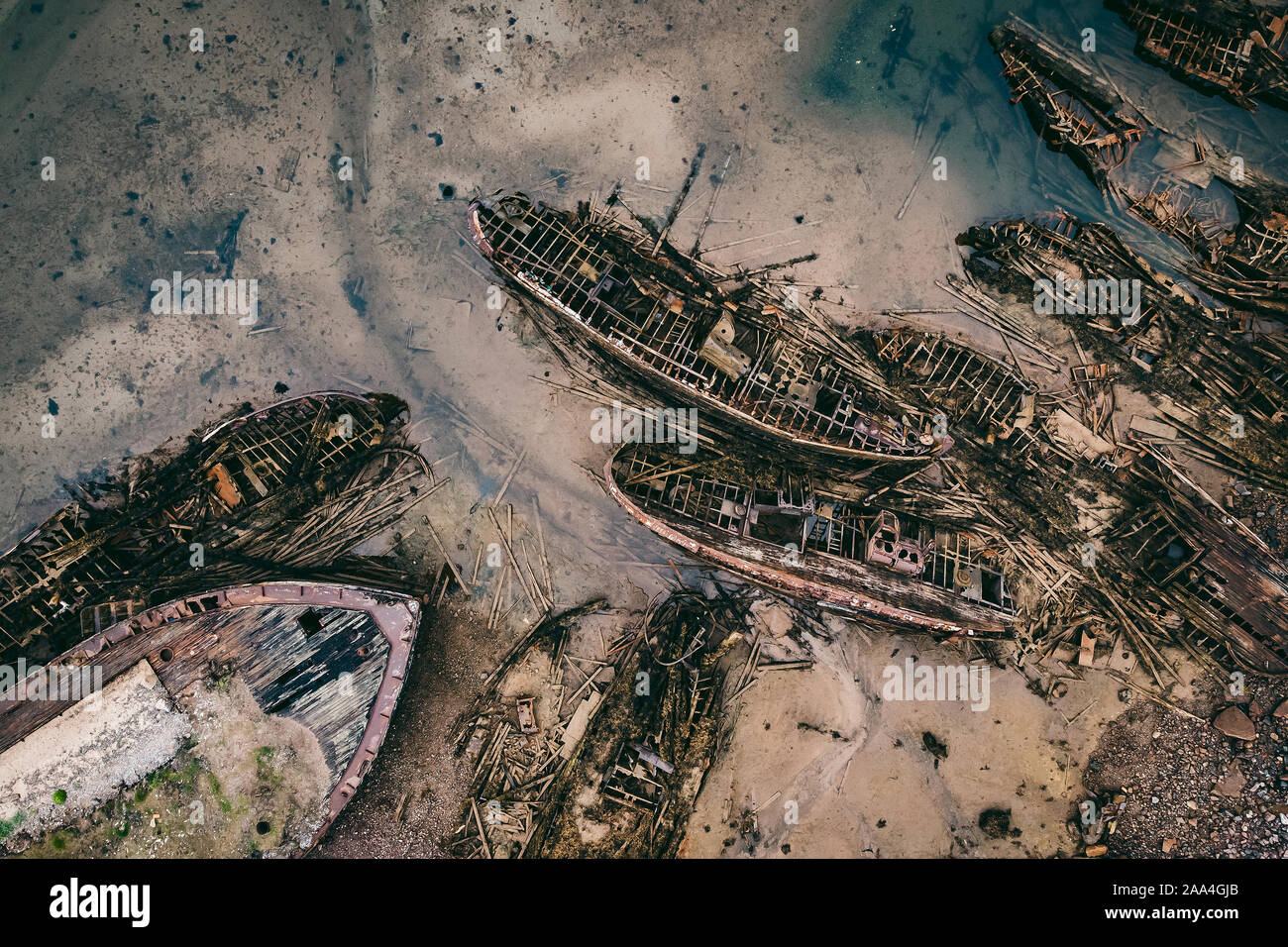 Cemetery of old ships in Teriberka Murmansk Russia, dramatic photo ...