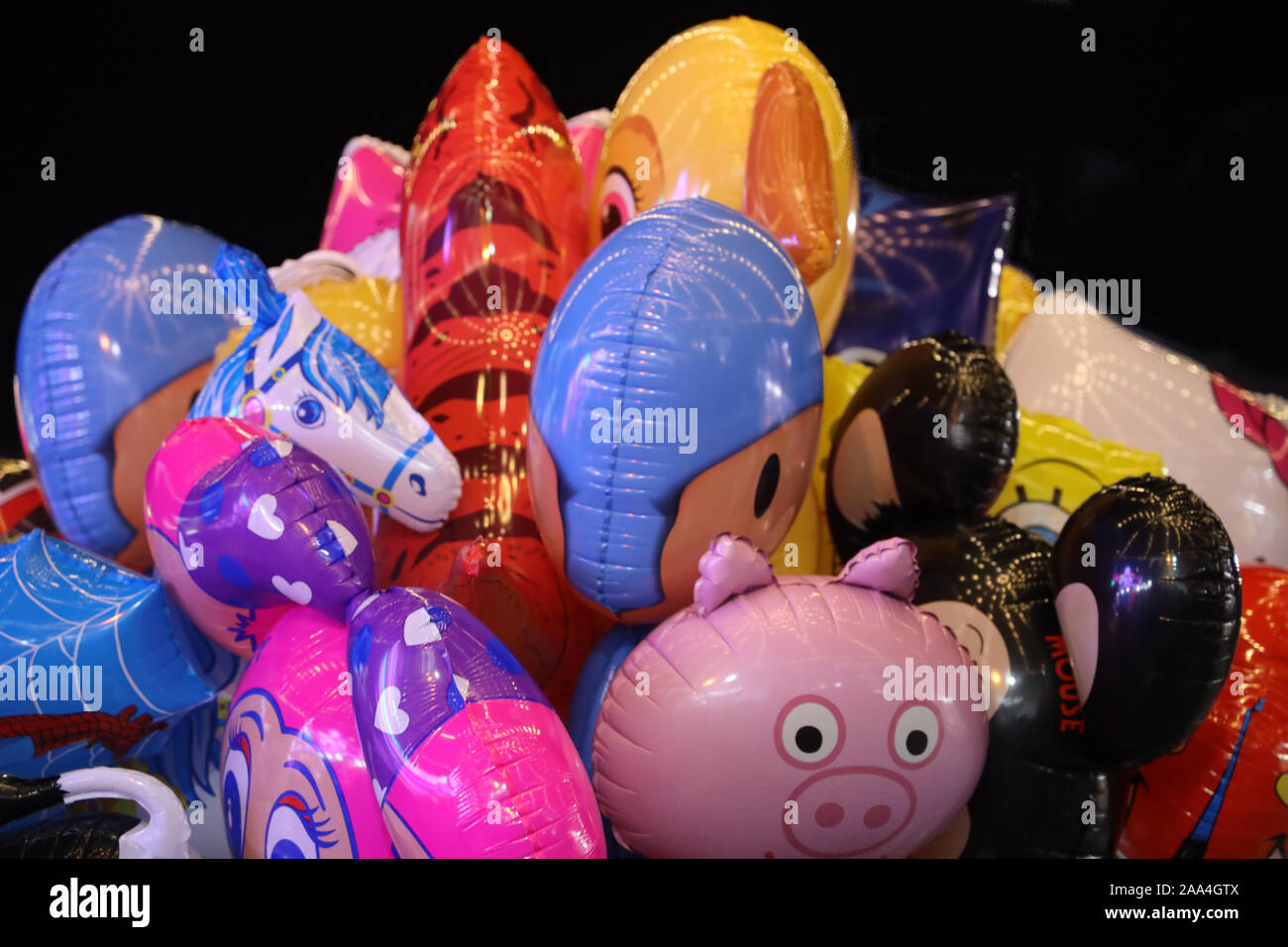 Fun fair. Fairground.Collection of colourful cartoon+ Disney character ...