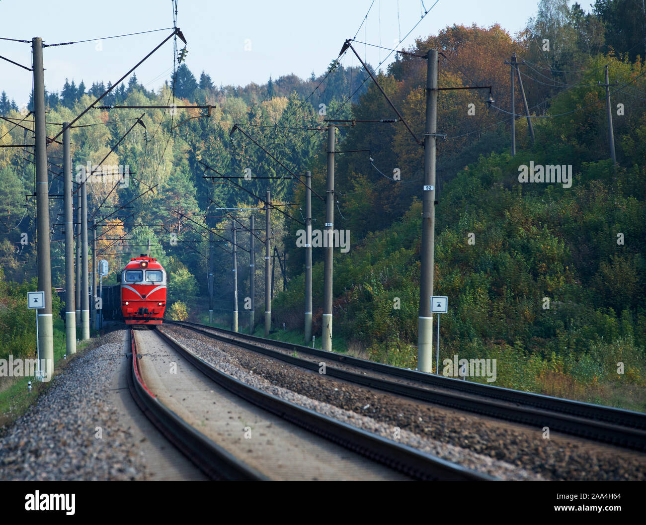 Train arriving at station, Vilnius, Lithuania Stock Photo - Alamy