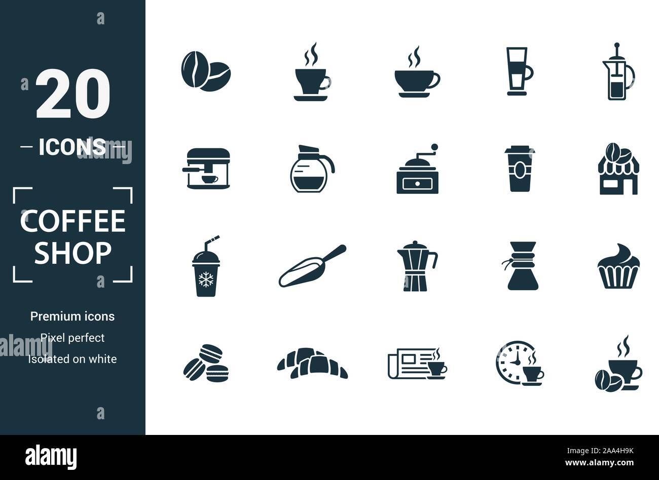 Coffe Shop icon set. Include creative elements coffee beans, cappuccino ...