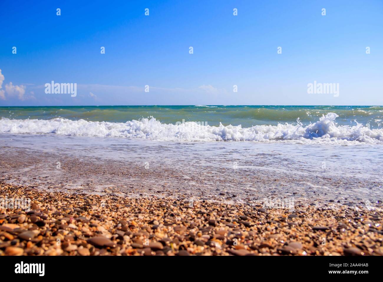 Sea waves. Sea of Crimea. High waves in clear weather. Sunny day at sea ...