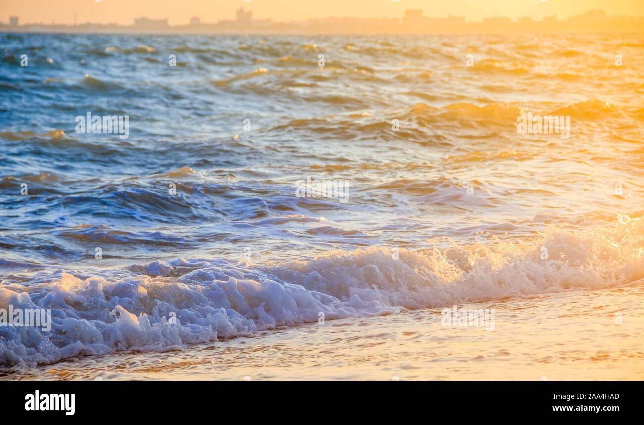 Sea waves. Sea of Crimea. High waves at sunset. Sunny day at sea ...