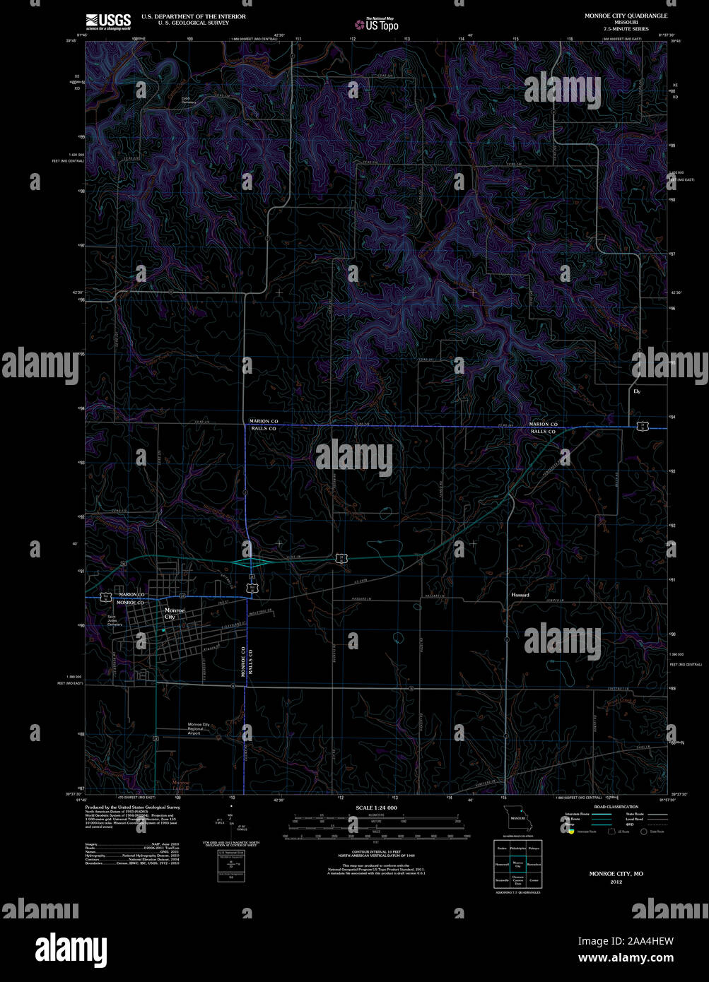 Monroe city missouri map hi-res stock photography and images - Alamy