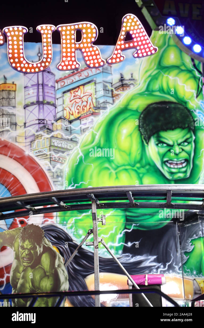 Funfair ride. Fun fair. Fairground attractions. Lights. Abstract ...