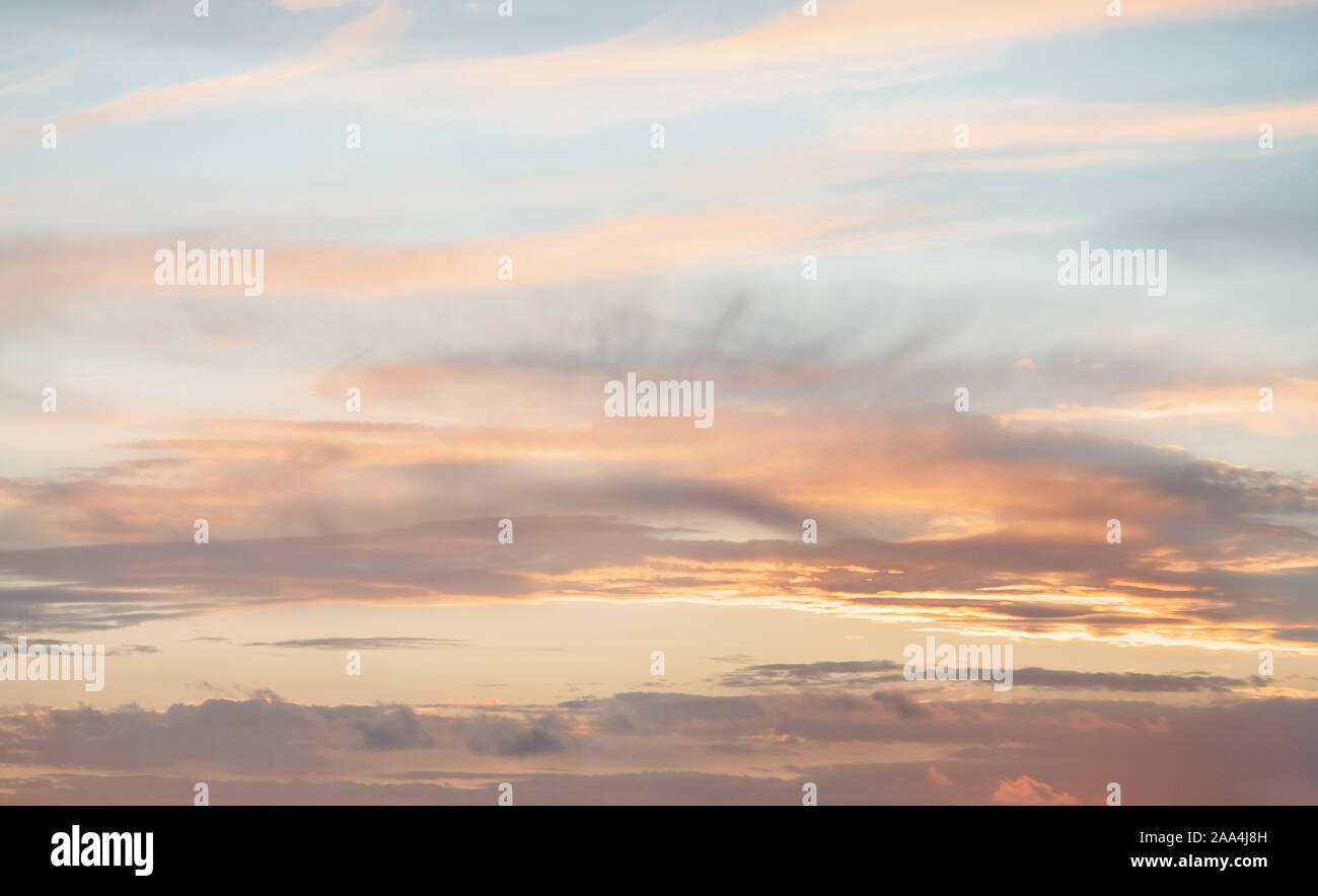 Beautiful sunset background blue sky with clouds, natural texture ...