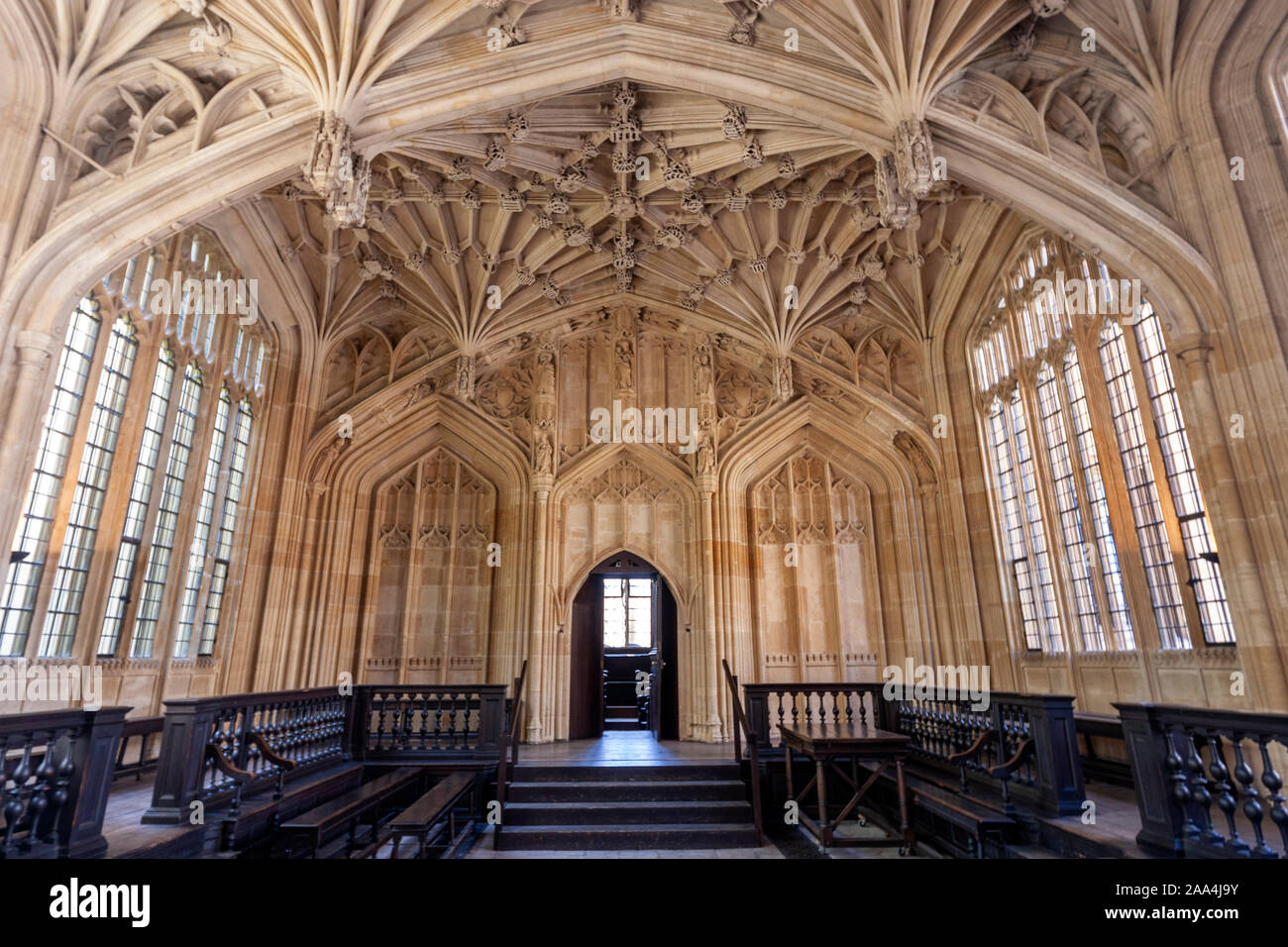 Medieval building and room in the perpendicular style hi-res stock ...