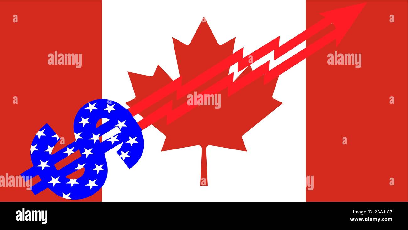 Flag Of Canada And Dollar Sign Arrow Graph Going Up Vector illustration ...