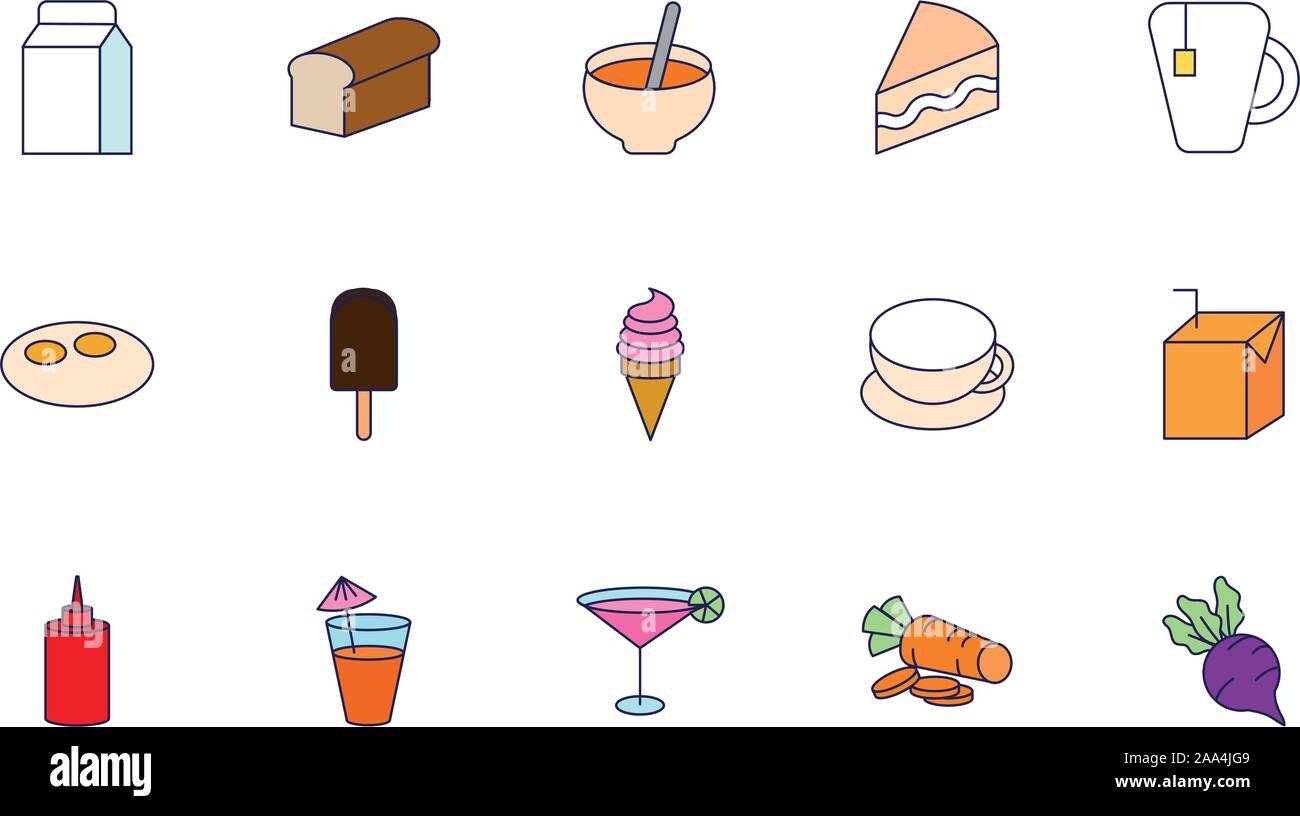 bundle of food and drinks icons Stock Vector Image & Art - Alamy
