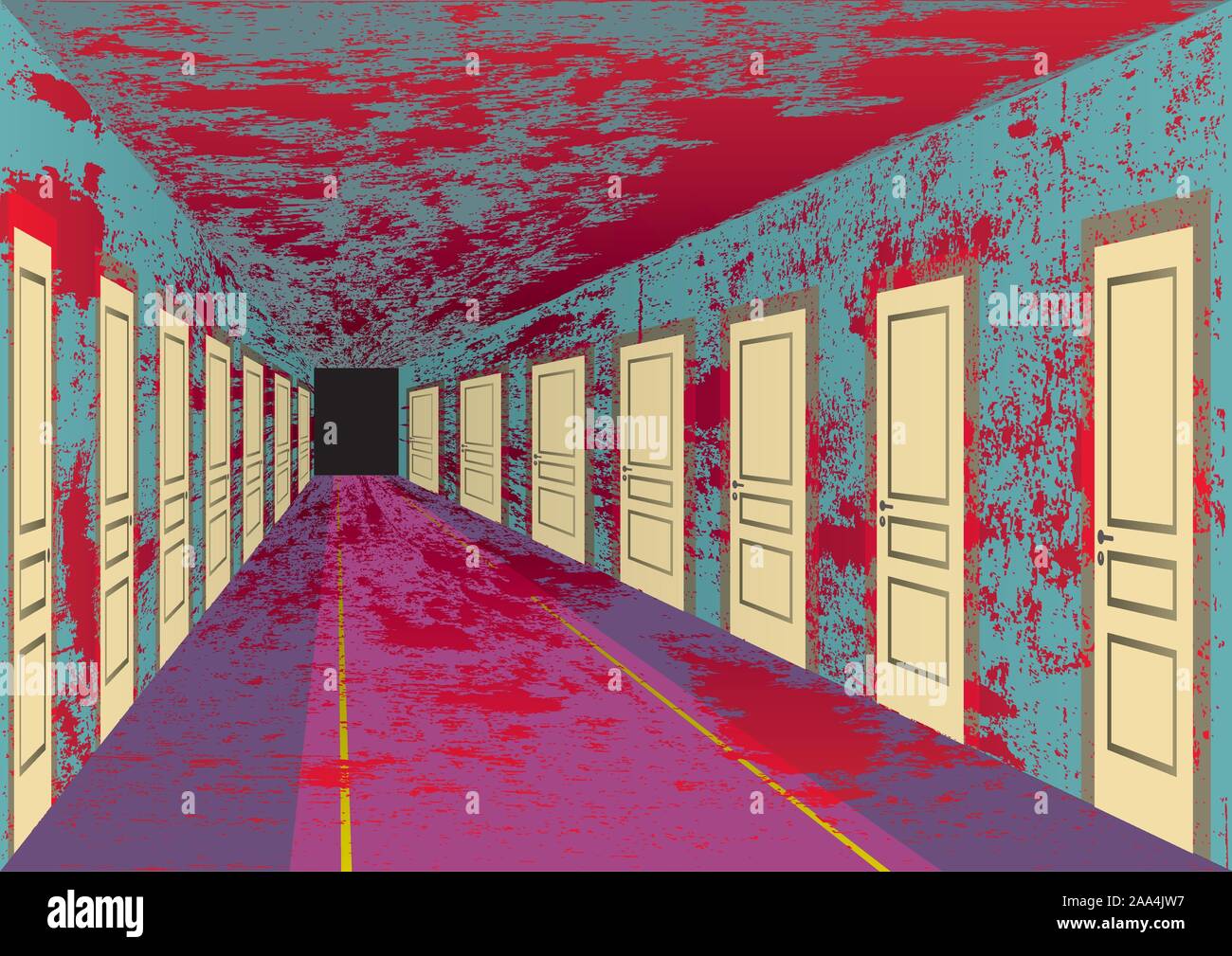 Old hotel corridor Stock Vector Images - Alamy