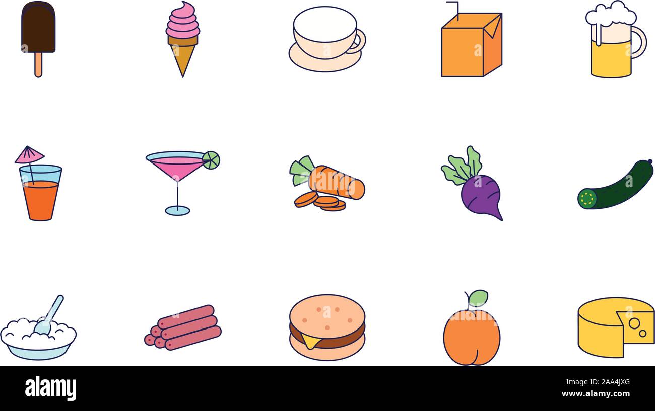 bundle of food and drinks icons Stock Vector Image & Art - Alamy