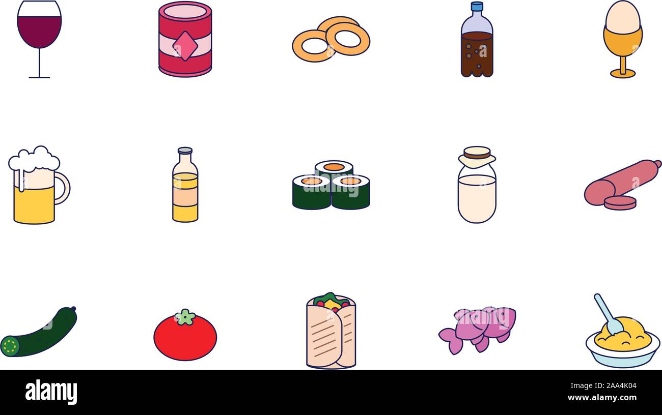 bundle of food and drinks icons Stock Vector Image & Art - Alamy