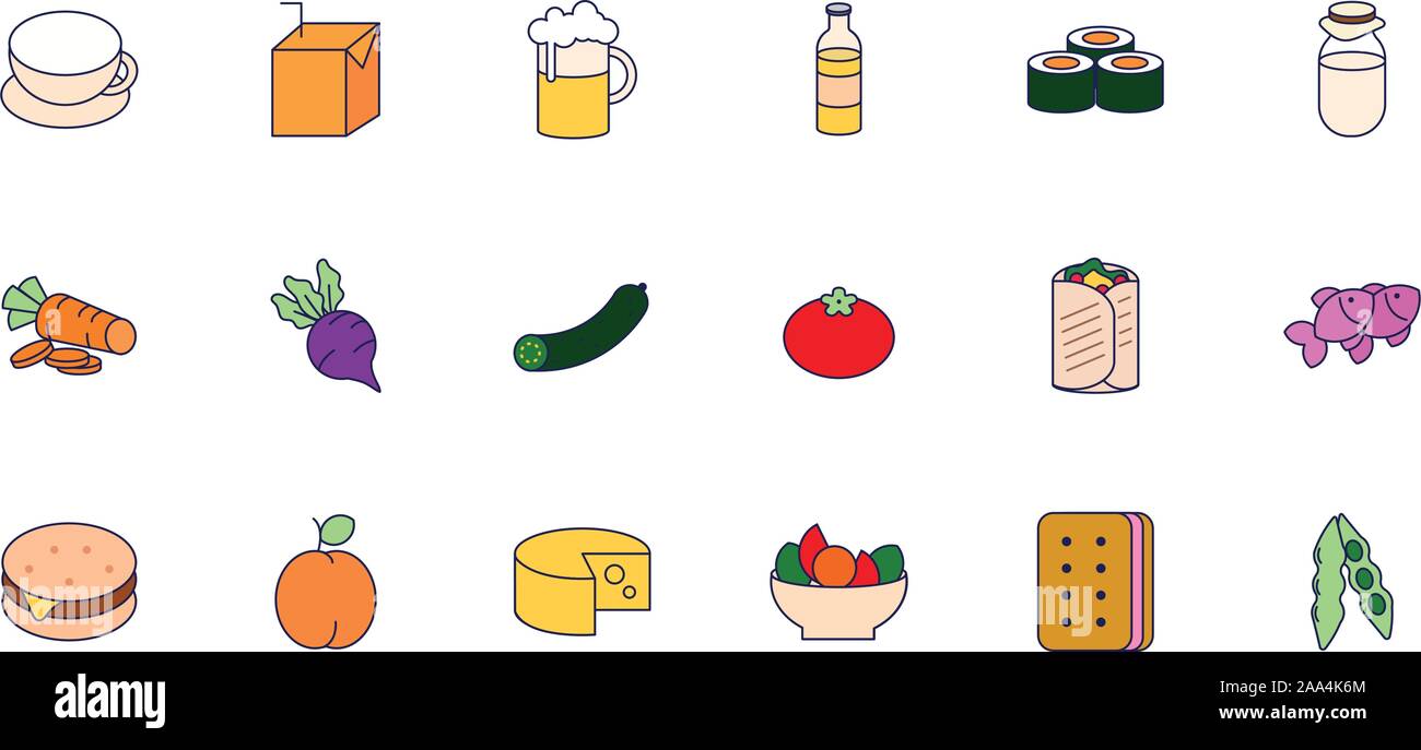 bundle of food and drinks icons Stock Vector Image & Art - Alamy