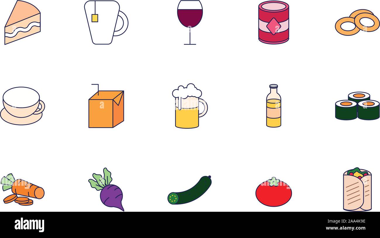 bundle of food and drinks icons Stock Vector Image & Art - Alamy