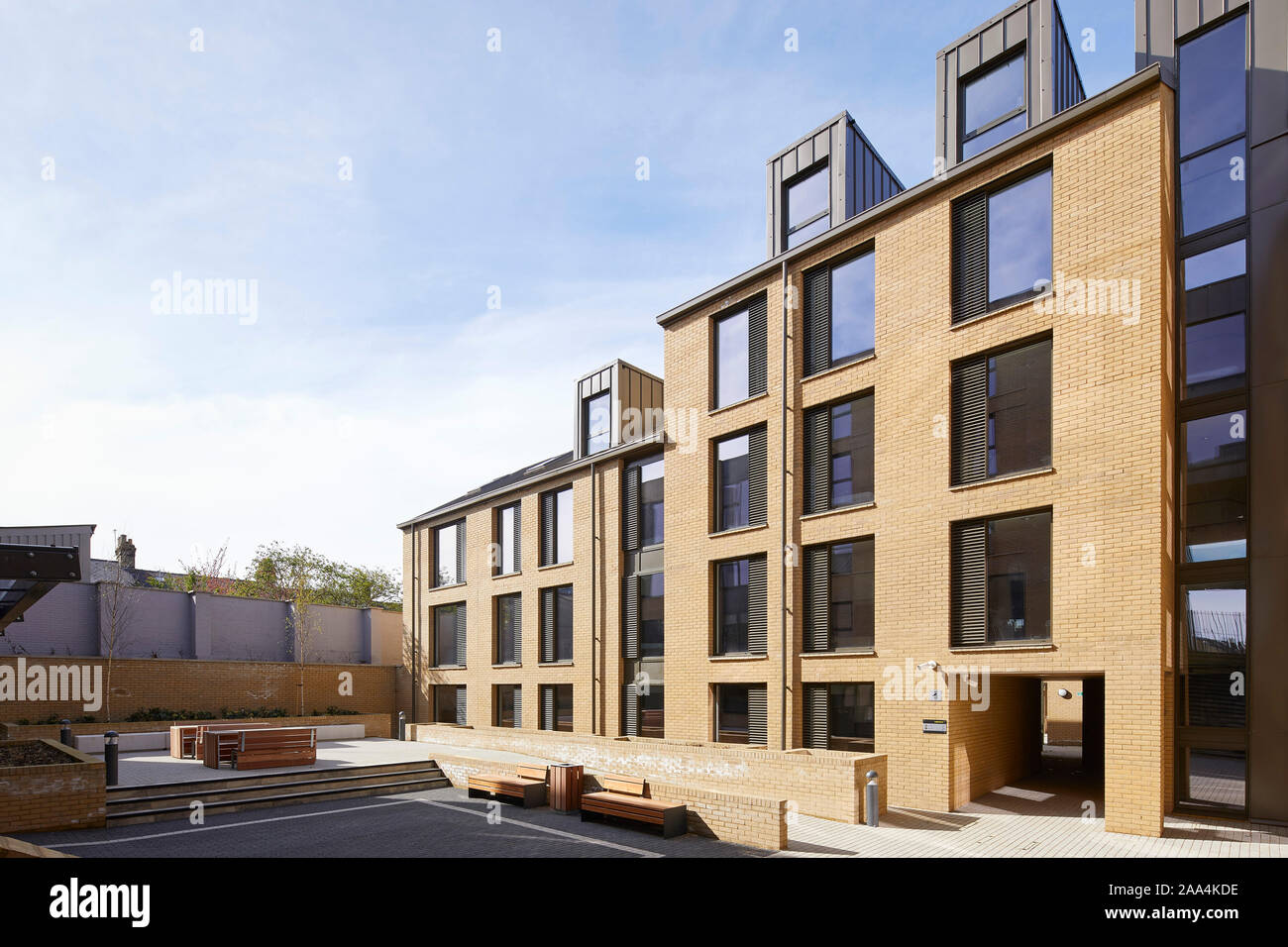 Brick facade with large windows. Anglia House, Cambridge, United ...