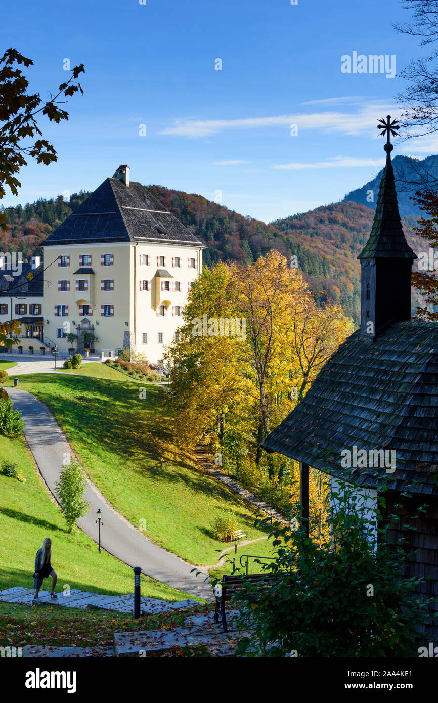 Hof bei Salzburg: castle Schloss Fuschl, lake Fuschlsee, chapel (right ...