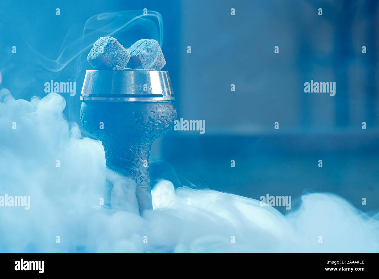 Banner Hookah or shisha bar, dark black smoke background Stock Photo ...