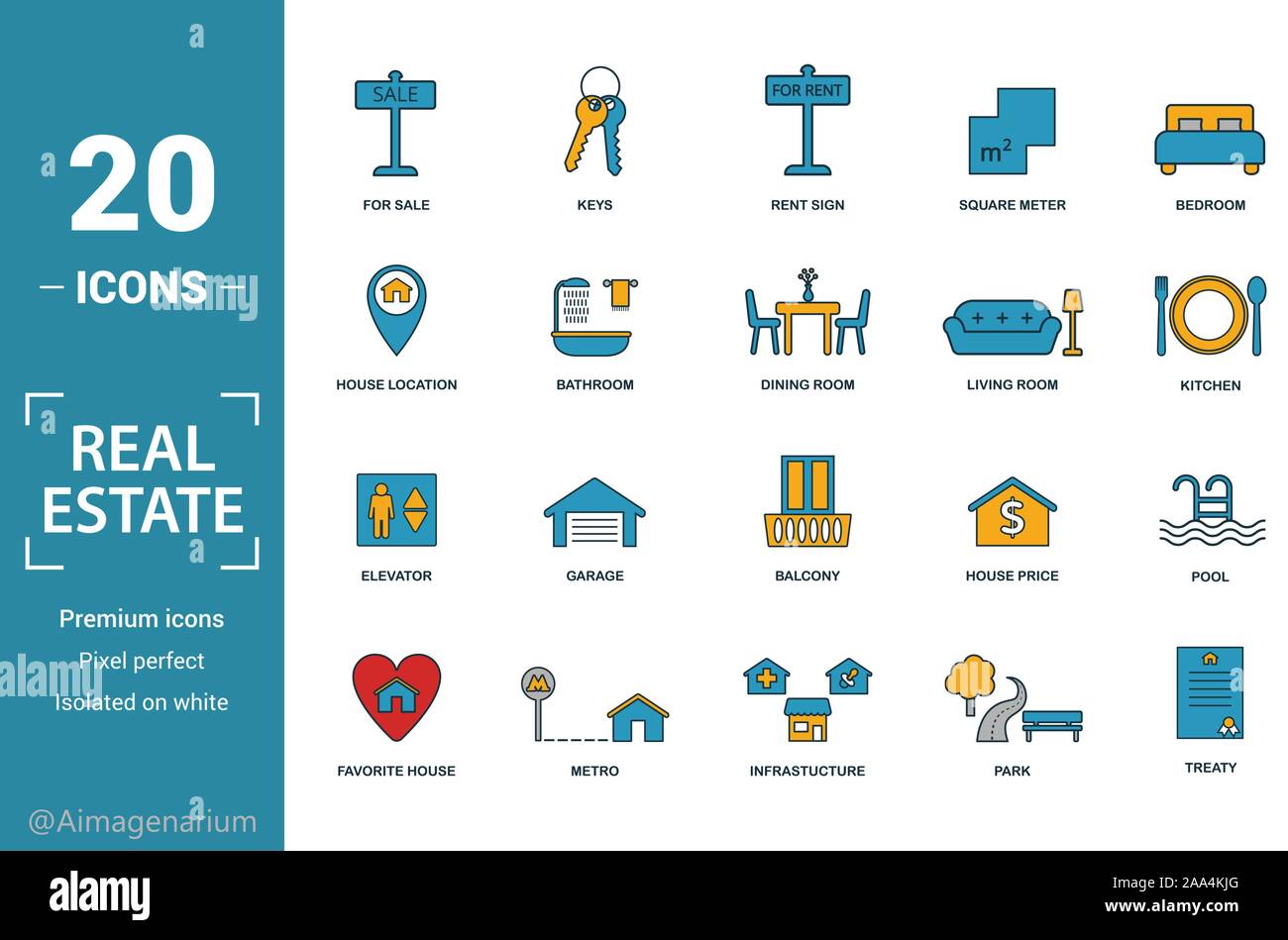 Real Estate icon set. Include creative elements for sale, rent sign ...