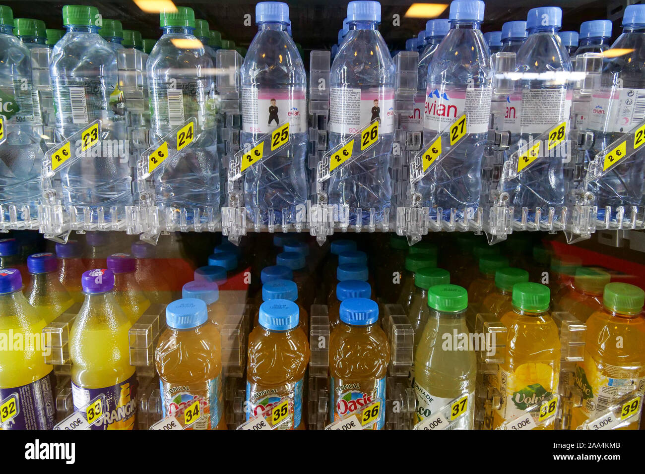 Plastic bottles in a vending machine, Lyon, France Stock Photo - Alamy