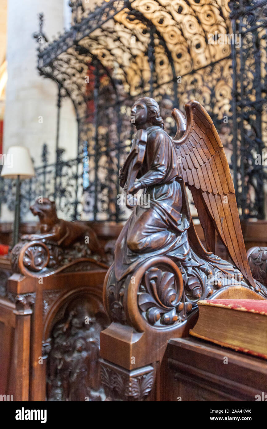 Carved wood angel in the choir of Christ Church Cathedral, Christ ...
