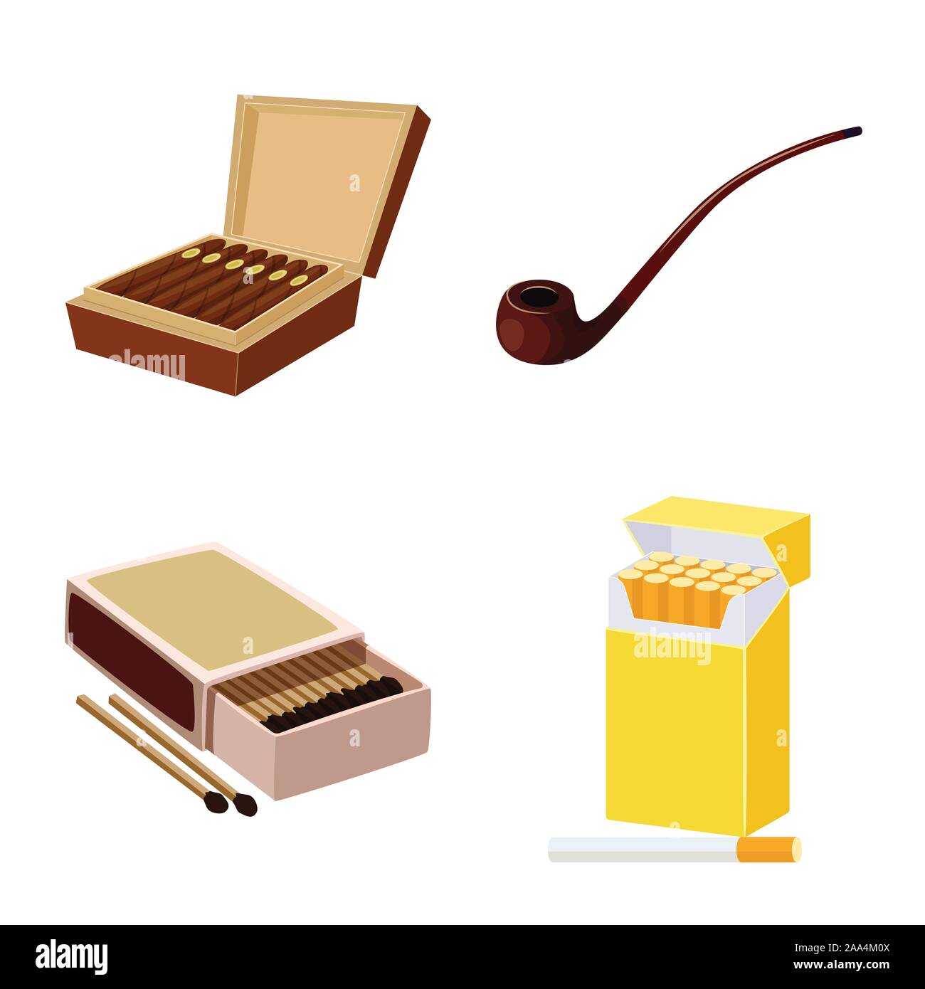 Vector design of cigarette and tobacco icon. Set of cigarette and ...