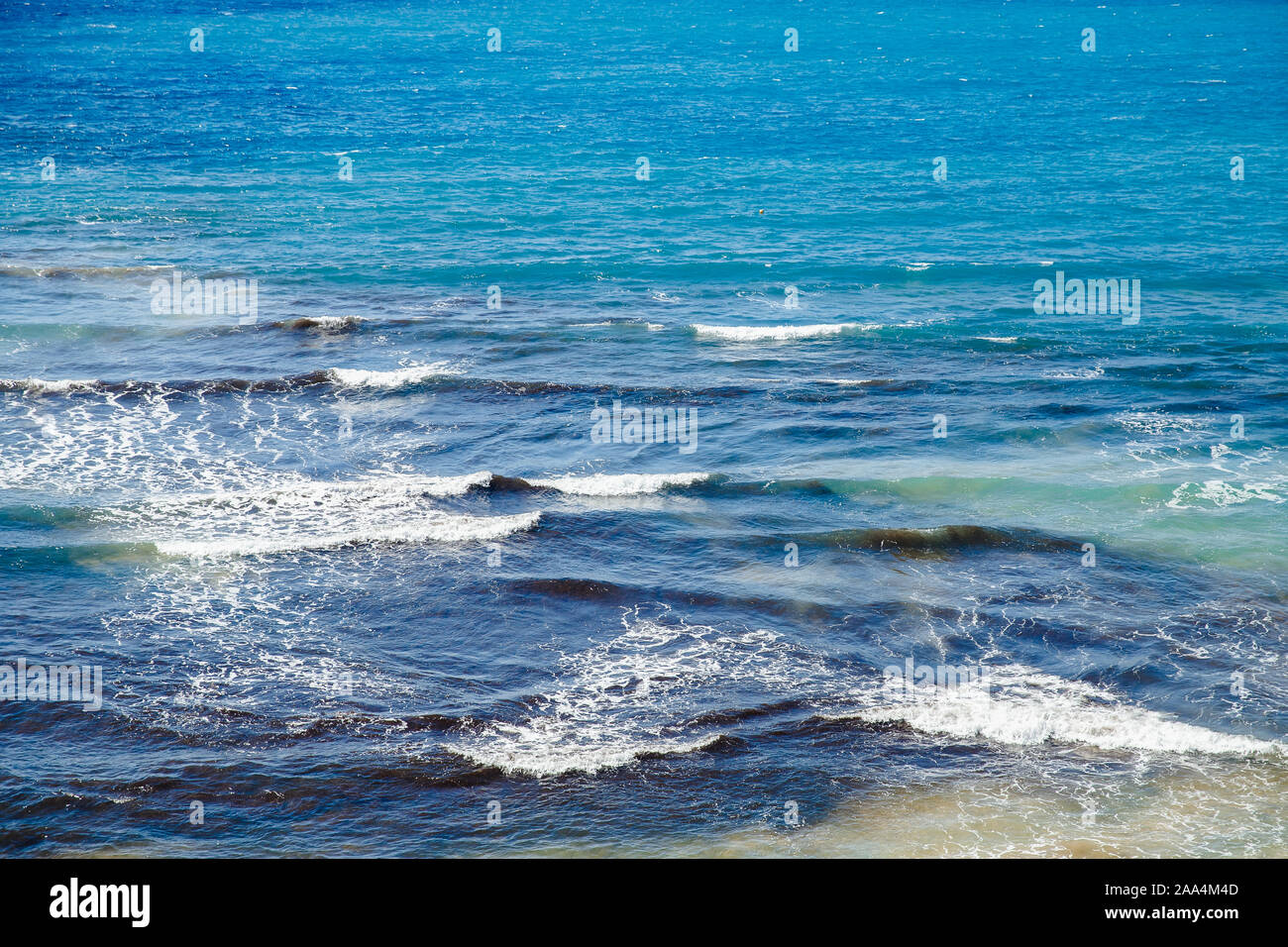 Natural background storm sea blue ocean with foam and waves Stock Photo ...