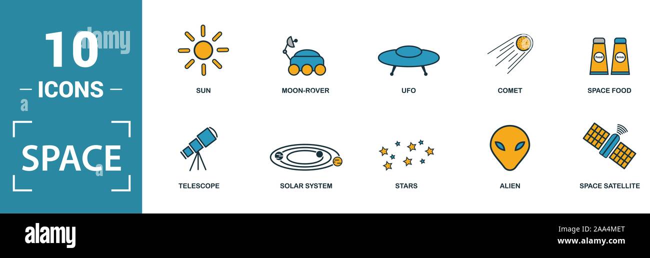 Space icon set. Include creative elements earth planet, stars ...