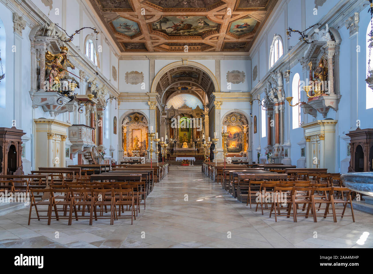 The St. George's Parish Church interior in Piran, Slovenia, Europe ...