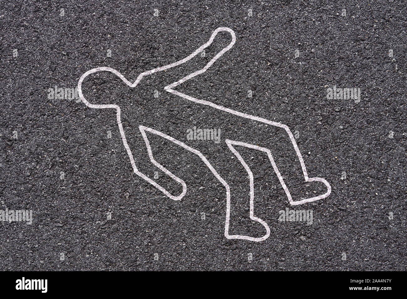 crime scene on street - shape of body on asphalt texture Stock Photo ...