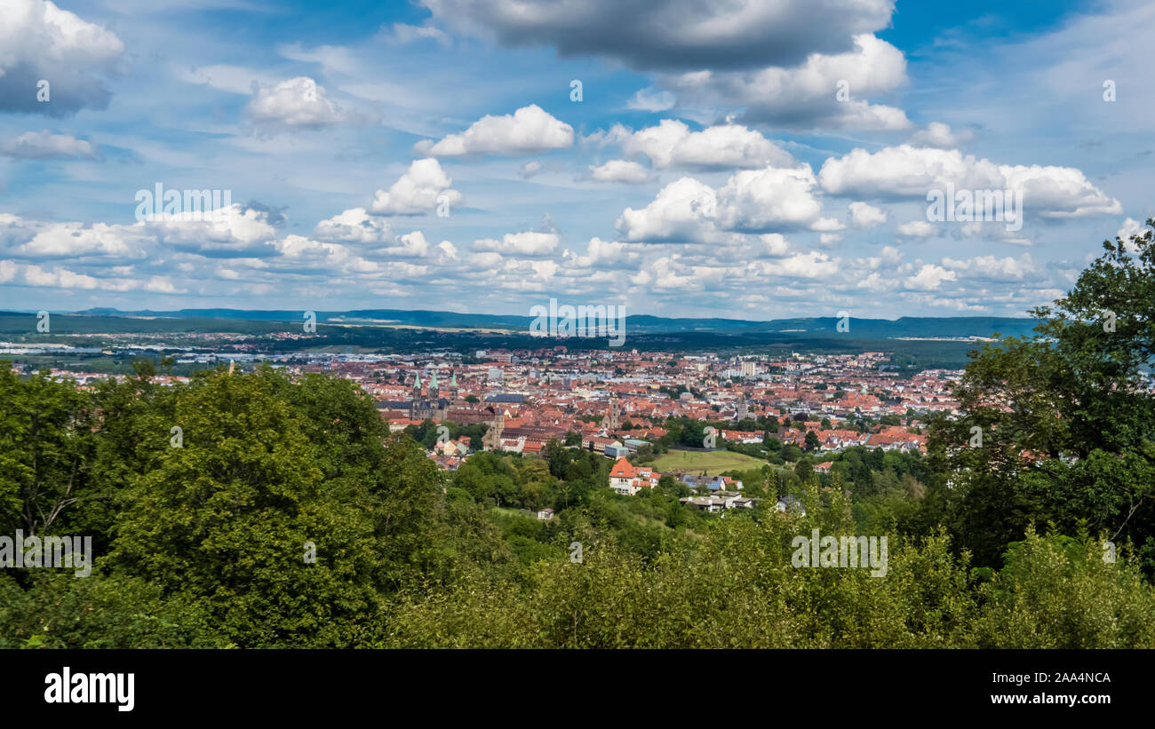 Bamberg 2019. Aerial view from Altenburg. We are on a hot summer day ...