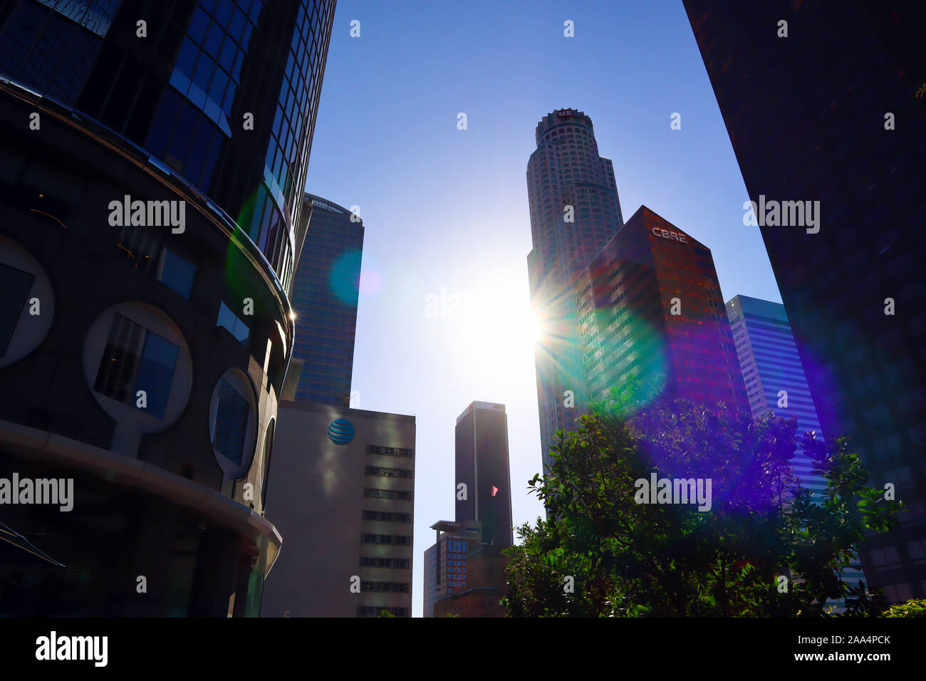 Downtown LOS ANGELES Skyscrapers view - Los Angeles, California Stock ...