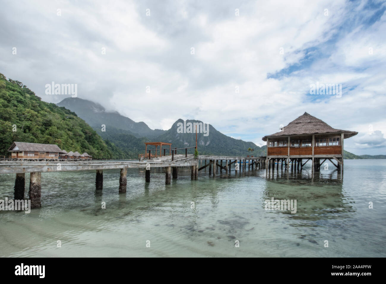 Wooden pier on Ora Beach, Seram, Maluku Islands, Indonesia Stock Photo ...
