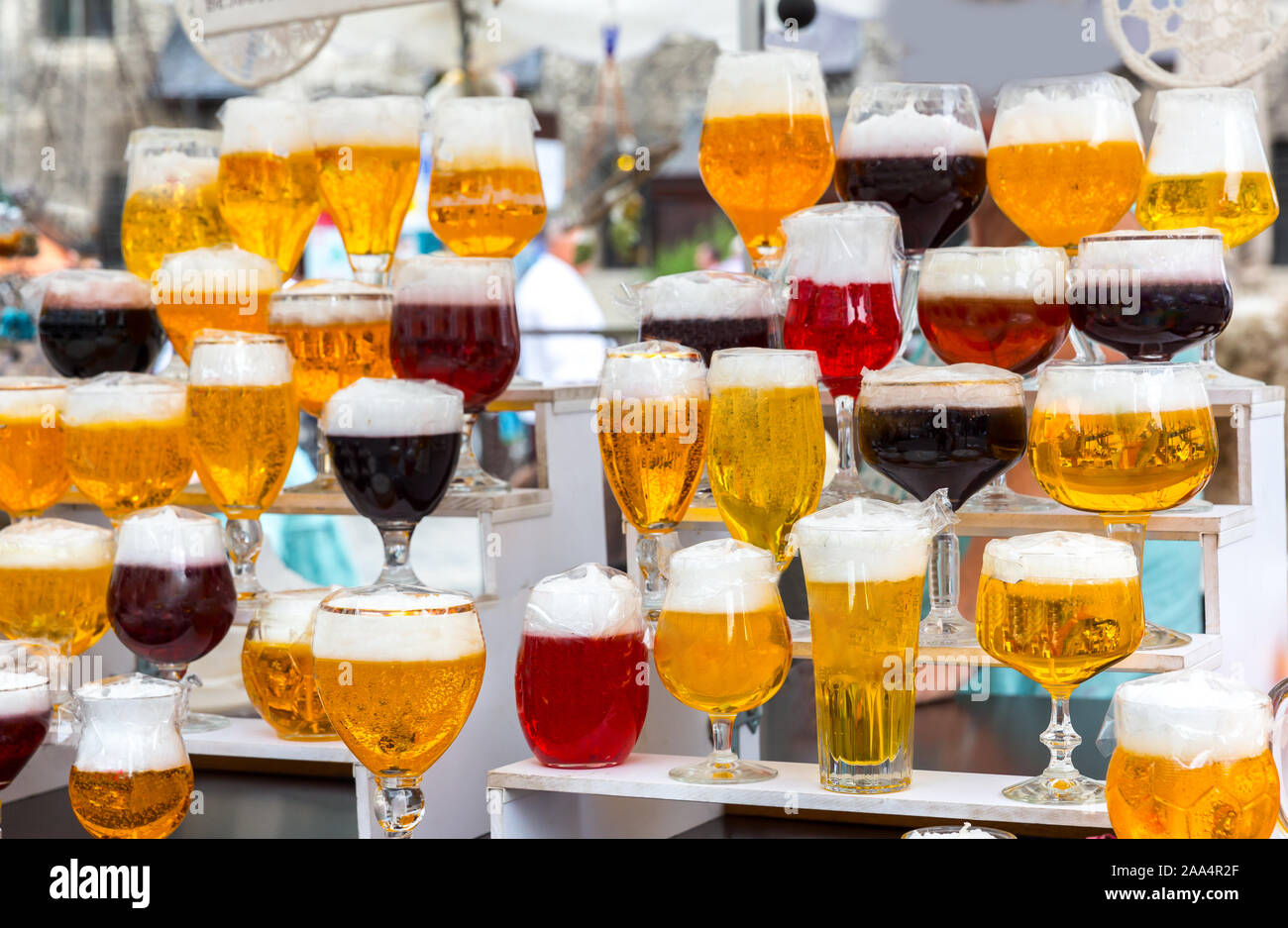 Beverage tasting in street cafe, old European town Stock Photo - Alamy