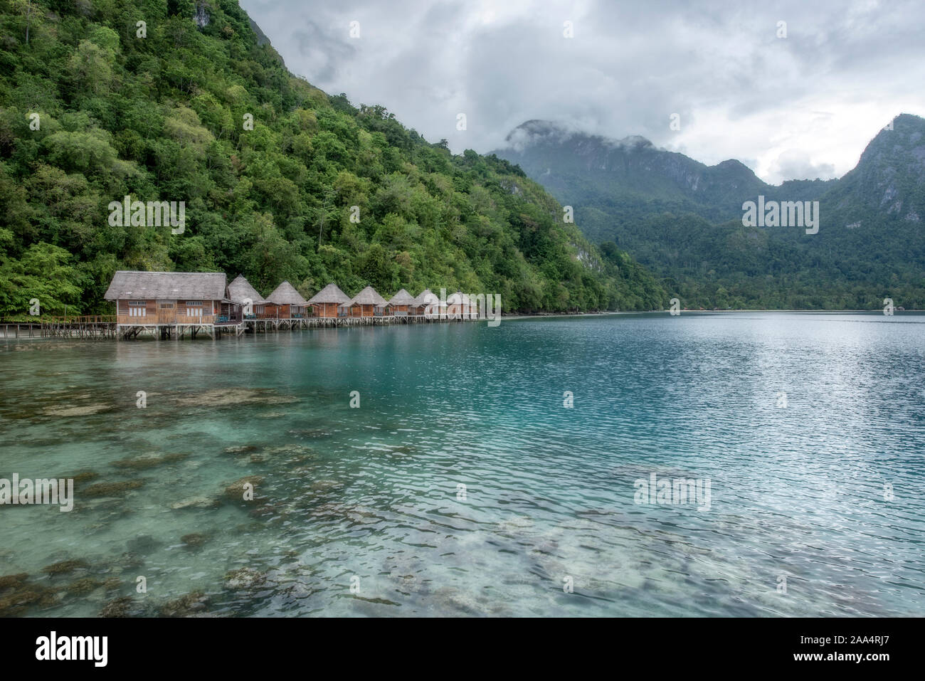 Wooden buildings on Ora Beach, Seram, Maluku Islands, Indonesia Stock ...