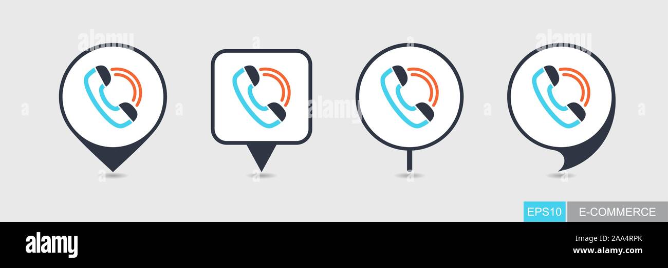 Phone handset pin map icon. E-commerce sign. Map pointer. Map markers ...