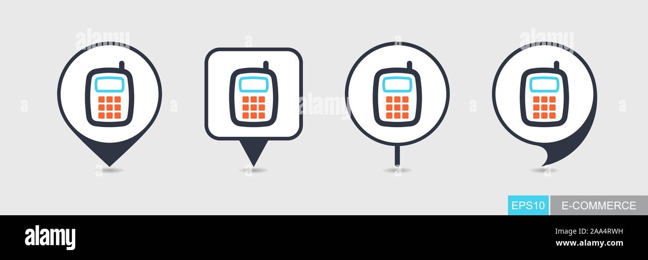 Mobile phone pin map icon. Smart phone. E-commerce sign. Map pointer ...