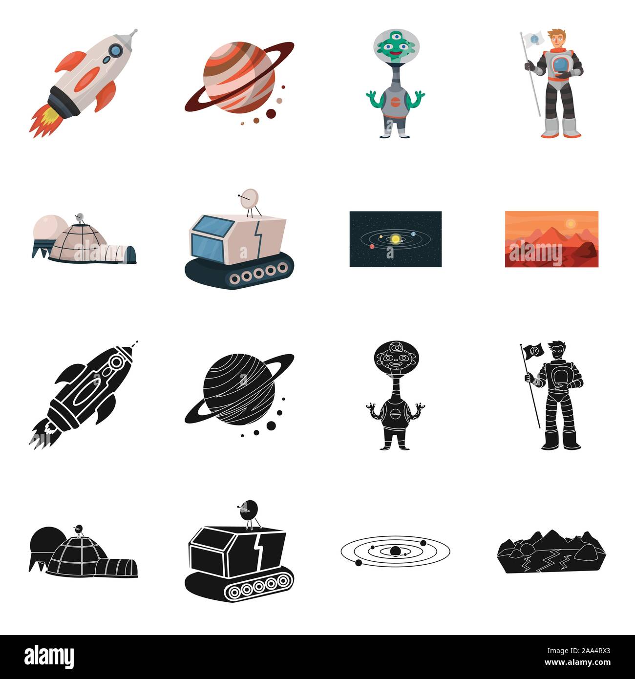 Vector illustration of astronomy and technology logo. Set of astronomy ...